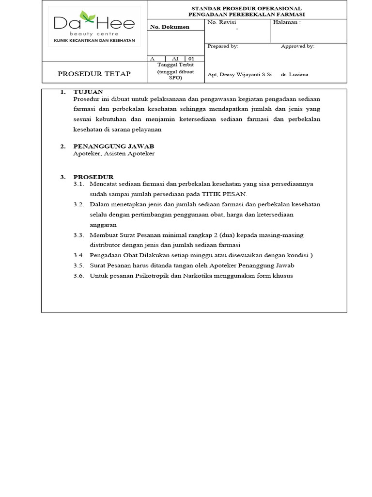 Sop Klinik Deasy | PDF