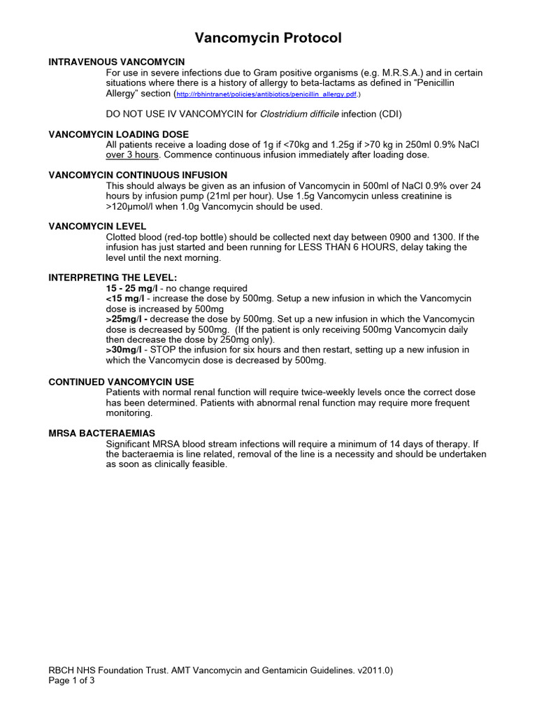 Vancomycin and Gentamicin | PDF | Intravenous Therapy | Methicillin Resistant Staphylococcus Aureus