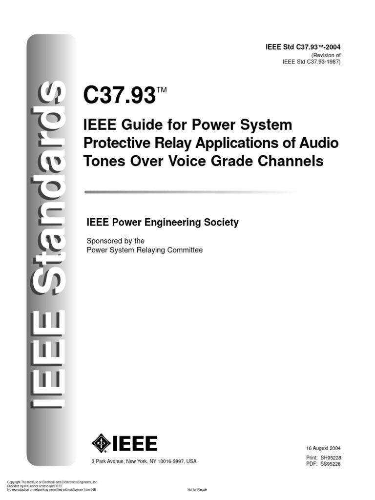 C37.93 IEEE Guide For Power System Protective Relay Applications of ...