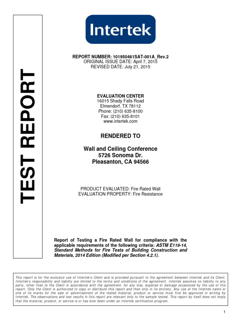 Gypsum Board Fire Test | PDF | Drywall | Materials