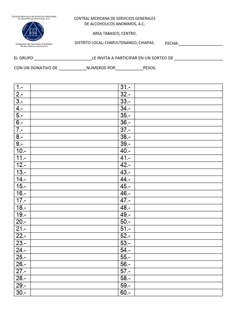Formato de Sorteo AA | PDF