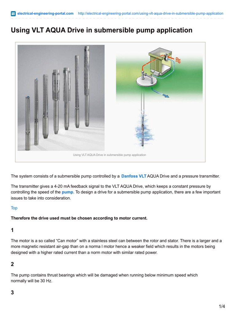 VLT AQUA Drive for Submersible Pumps | PDF | Pump | Electrical Engineering