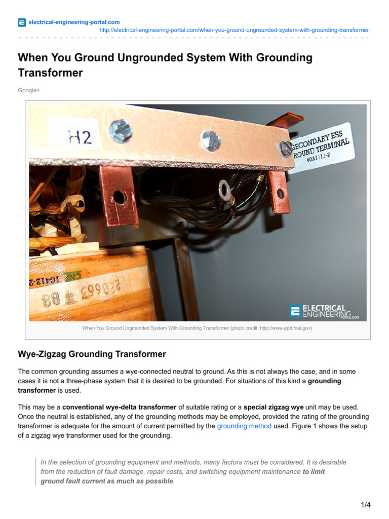 When You Ground Ungrounded System With Grounding Transformer | PDF ...