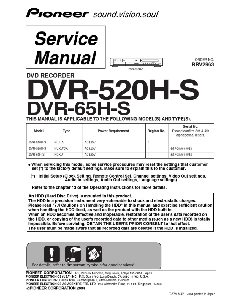 DVR 520H Service Manual | PDF | Laser | Alternating Current