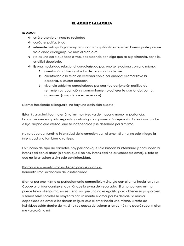 Amor y familia: dimensiones y tipos | PDF | Amor | Sexo