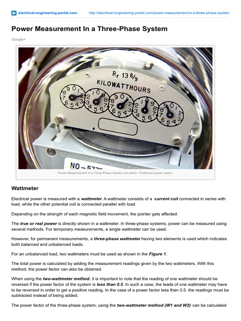 Power Measurement in A Three-Phase System | PDF | Inductor | Physical ...