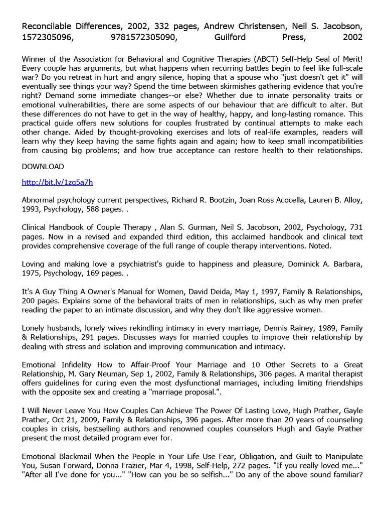 Reconcilable Differences | PDF | Intimate Relationships | Psychology