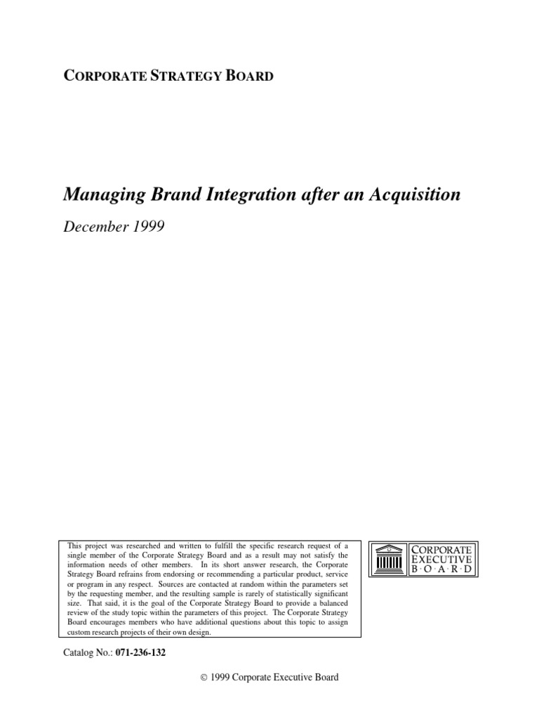 Brand Integration in M&A Strategies | PDF | Mergers And Acquisitions ...