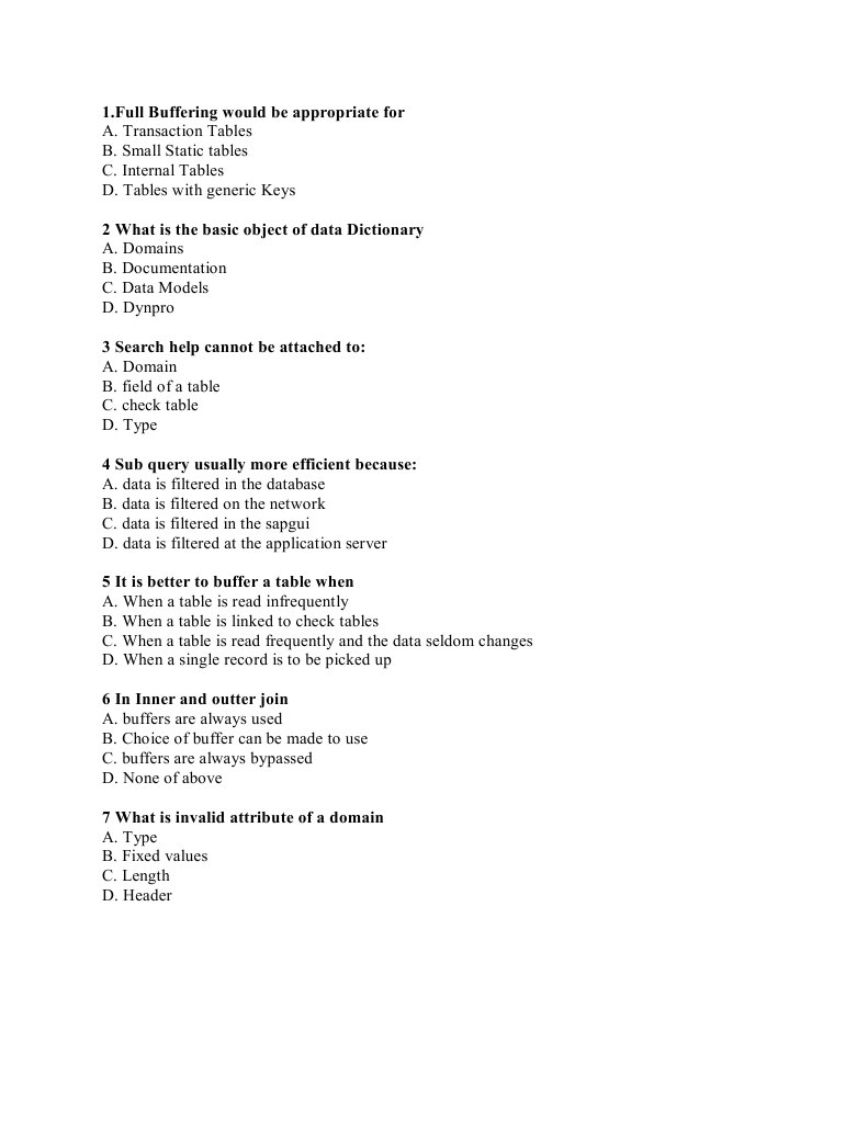 SAP ABAP Questions | Download Free PDF | Subroutine | Databases SAP ABAP Questions | Download Free PDF | Subroutine | Databases