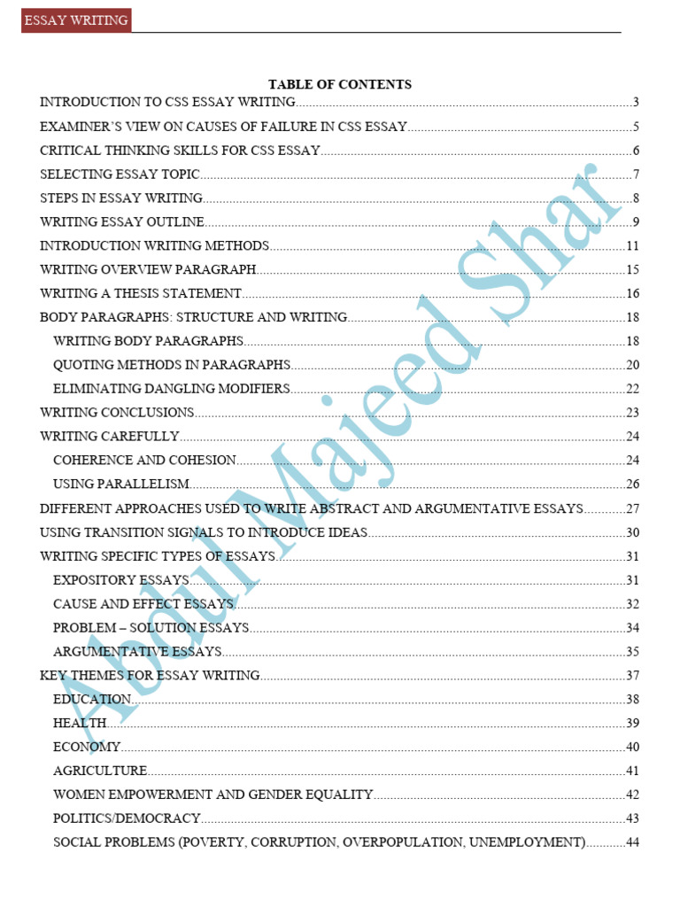 Essay and Precis Writing For CSS | PDF | Essays | Tariff