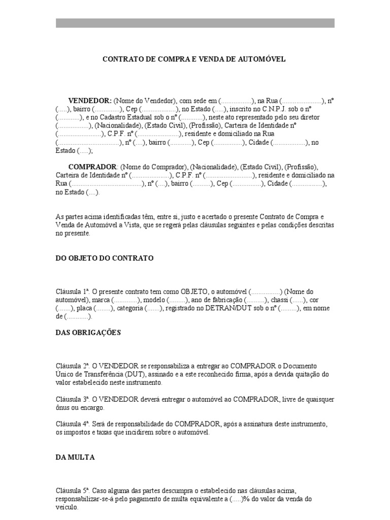 Recibo de Compra e Venda de Veiculo