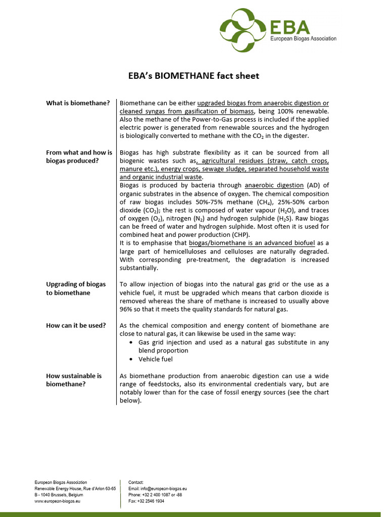 Eba Biomethane Factsheet | PDF | Biogas | Anaerobic Digestion