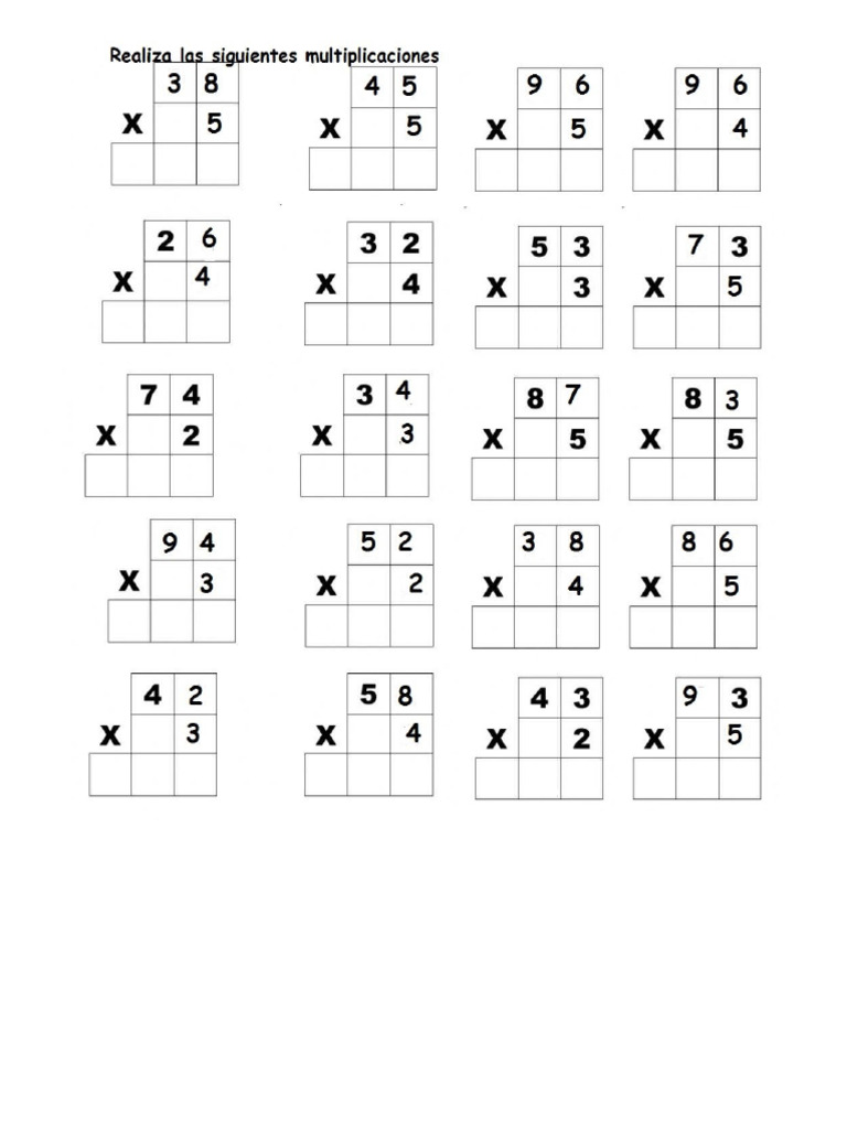 Ejercicios Tablas de Multiplicar | PDF