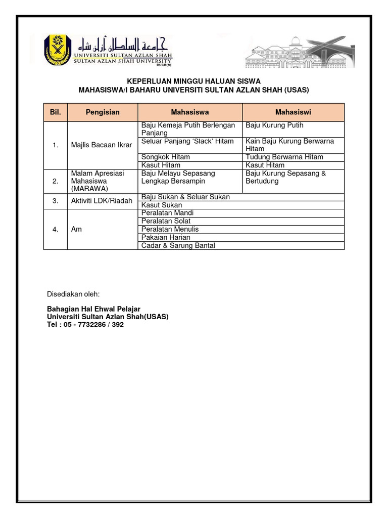 10-Keperluan Minggu Haluan Siswa | PDF