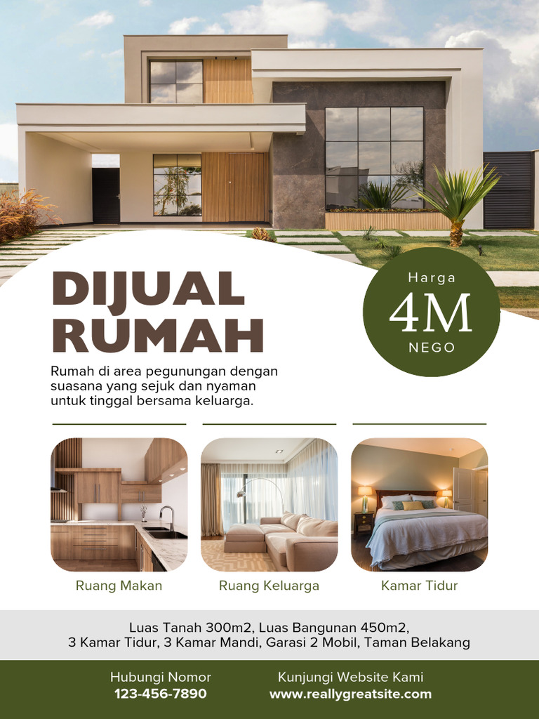 Hijau Putih Minimalis Rumah Dijual Flyer | PDF