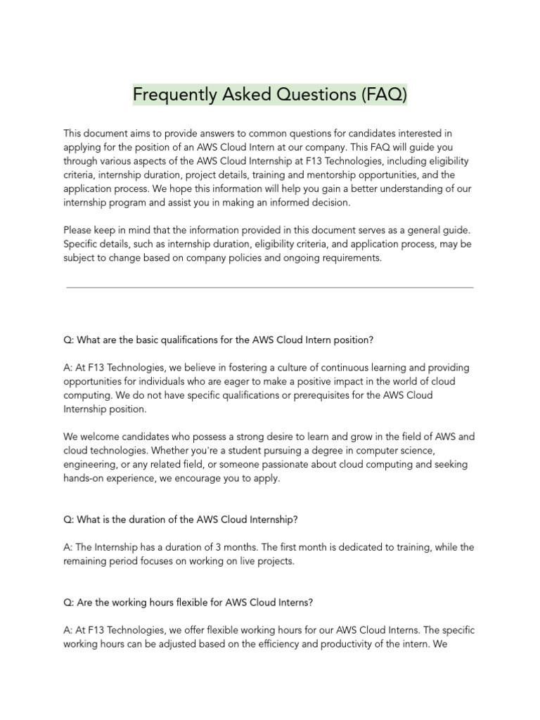 Frequently Asked Questions (FAQ) | PDF | Internship | Job Hunting