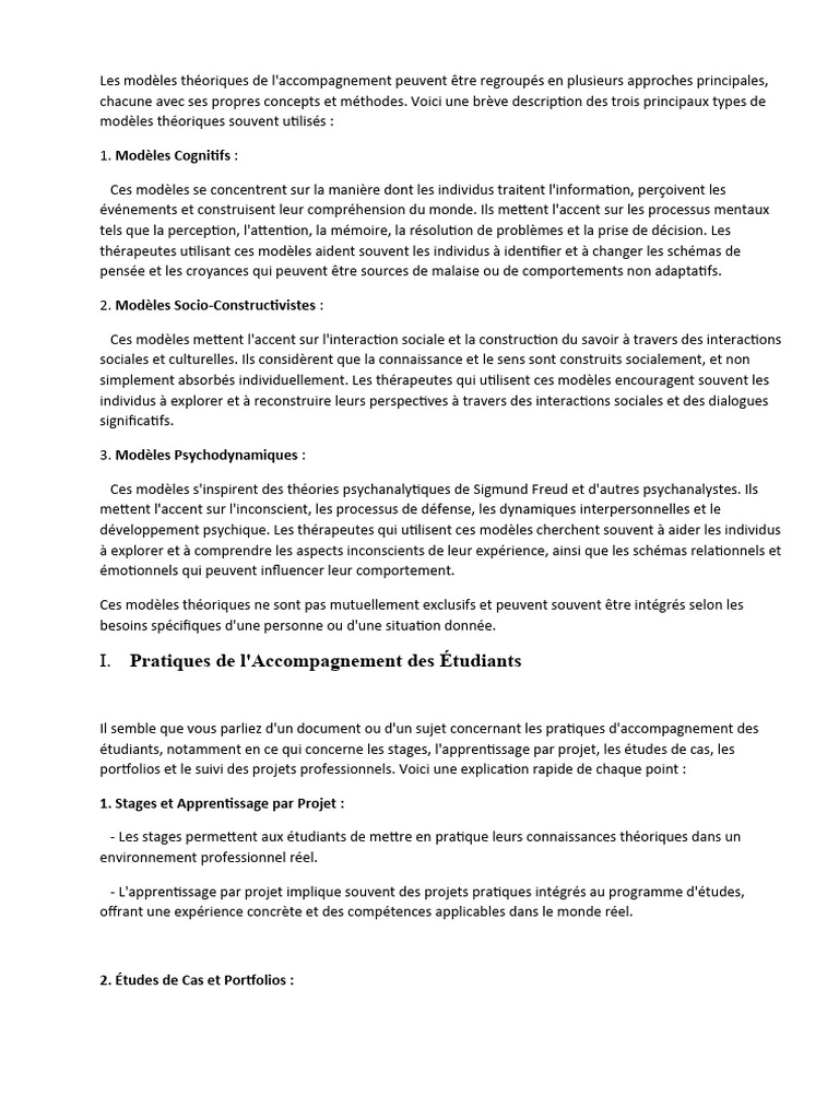 Modèles et Pratiques d'Accompagnement Étudiant | PDF | Pédagogie ...