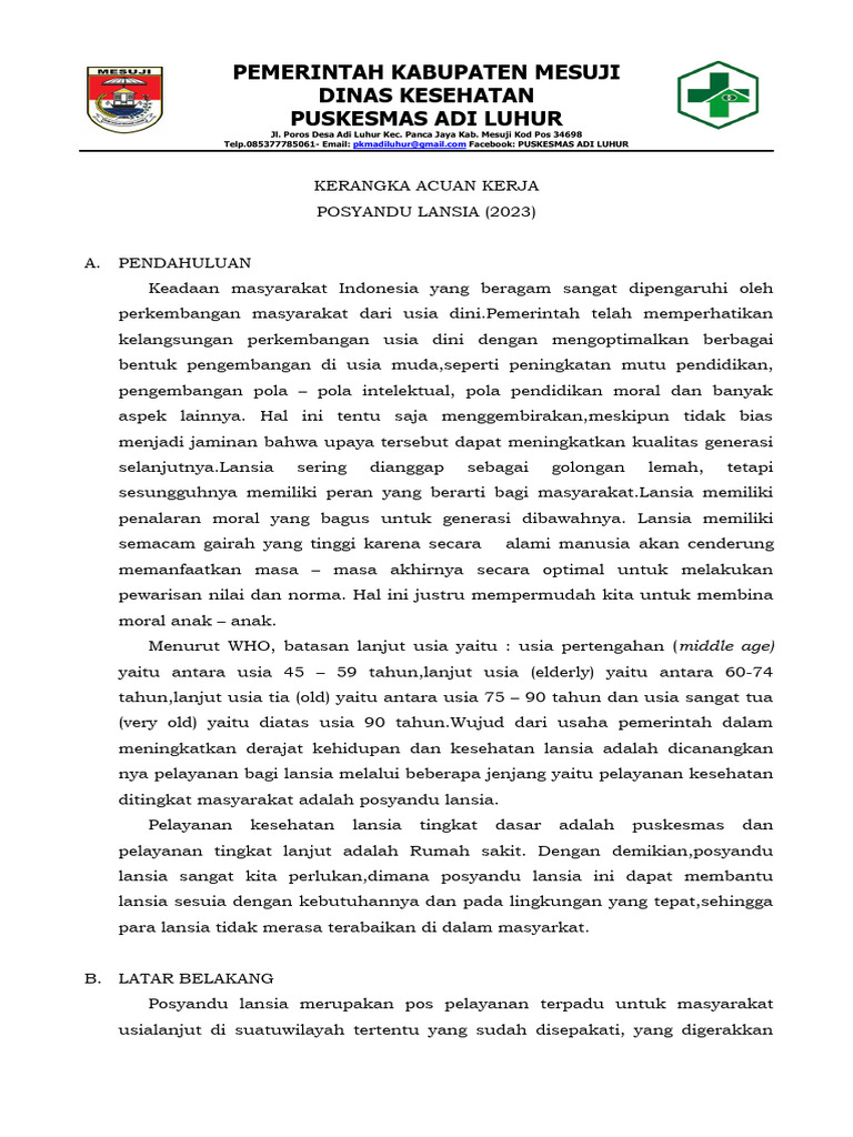 Kak Posyandu Lansia 2023 | PDF | Pengembangan Diri