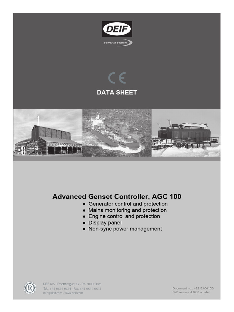 AGC 100 Advanced Genset Controller Data Sheet | PDF | Electrical ...
