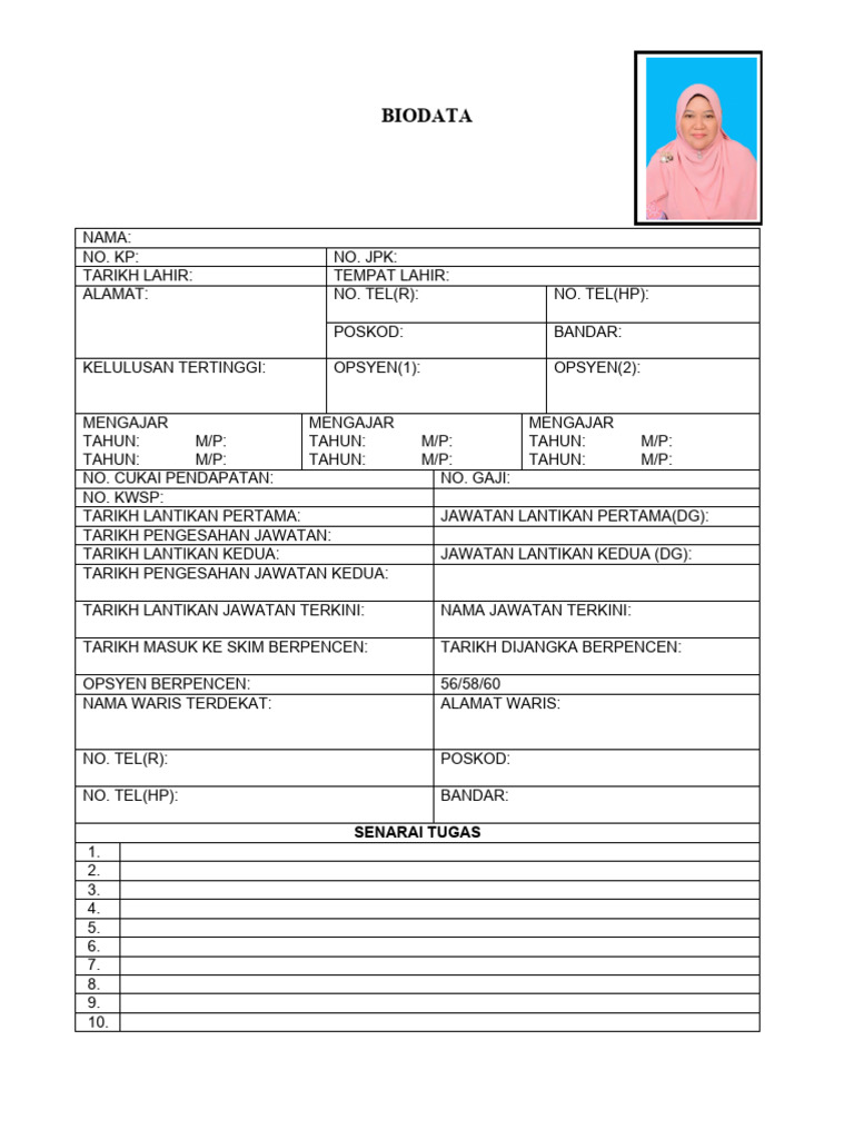 BIODATA | PDF