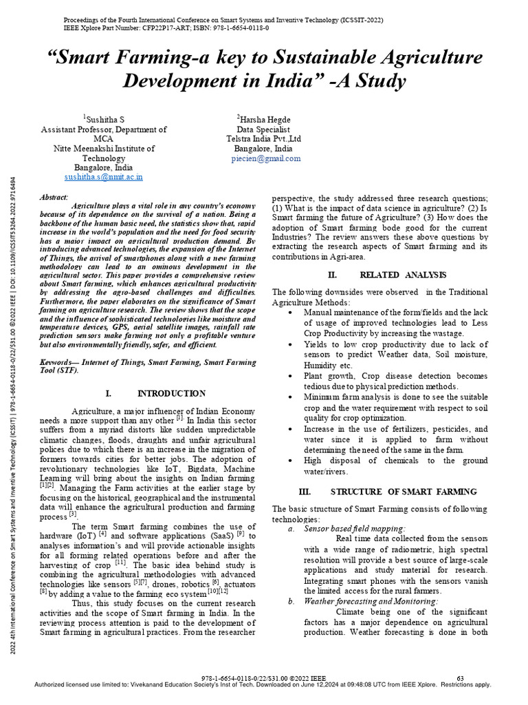 Smart Farming for Sustainable Agriculture | PDF | Internet Of Things ...