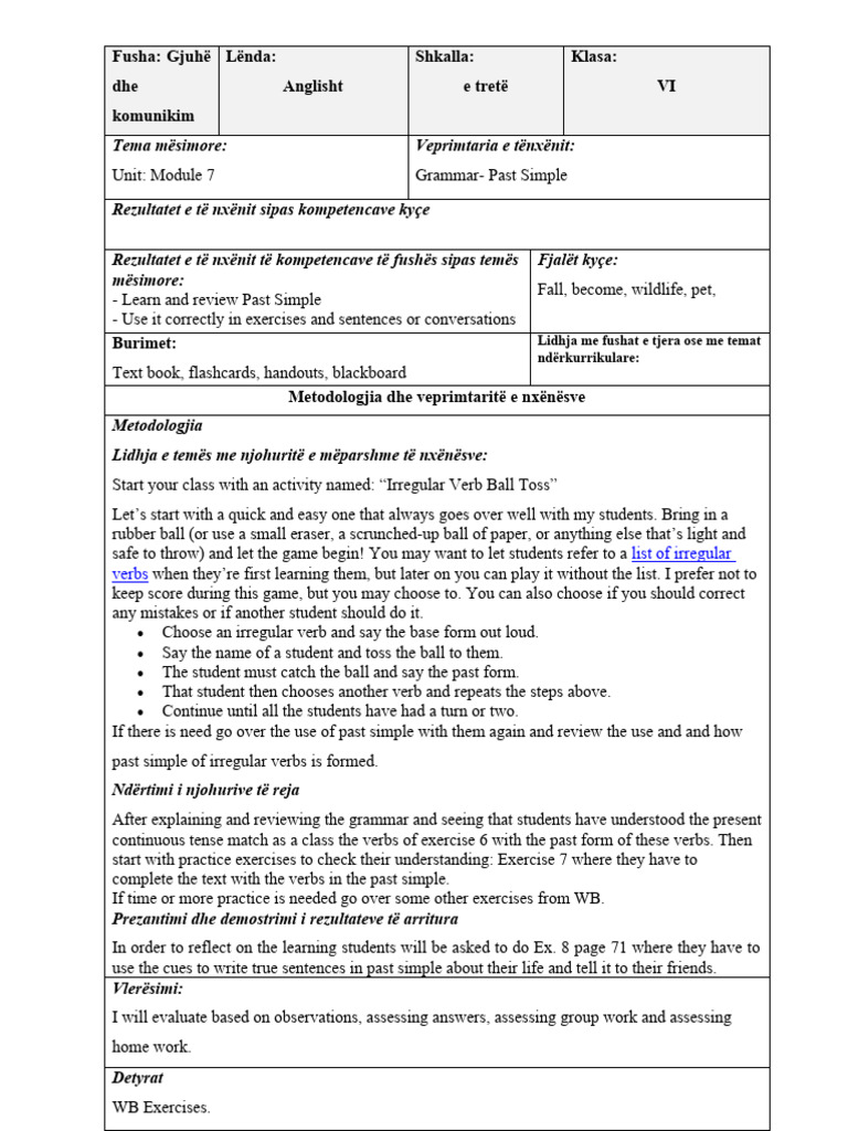 Lesson Plan no 3 | Download Free PDF | Linguistic Typology | Language Mechanics
