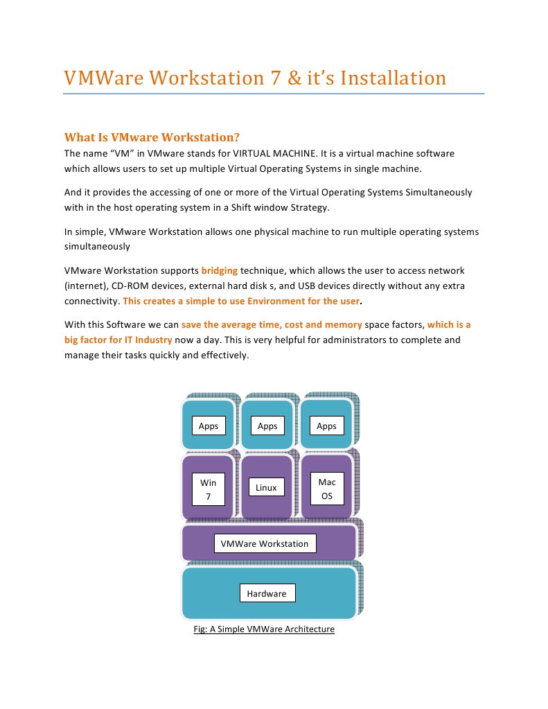 Vmware Workstation 7 & It'S Installation | PDF | Operating System ...