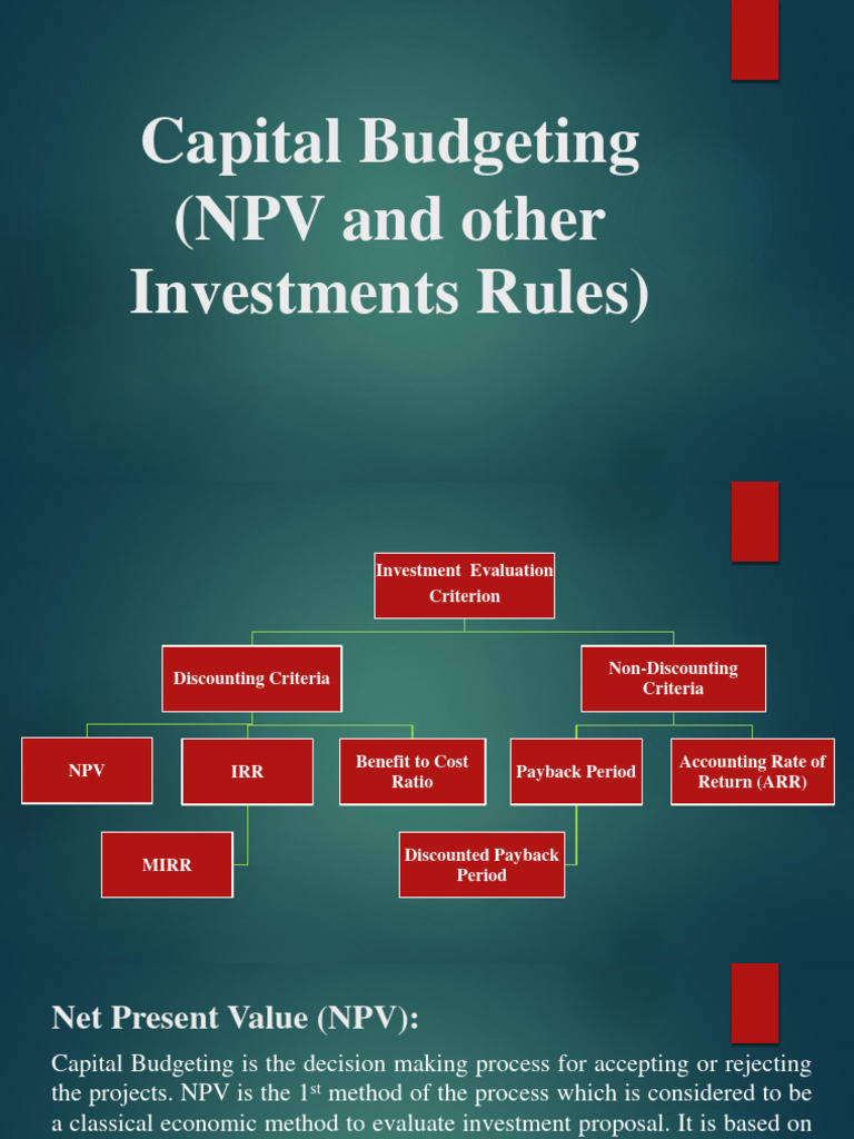 Capital Budgeting: NPV, IRR, and MIRR Explained | PDF | Net Present ...