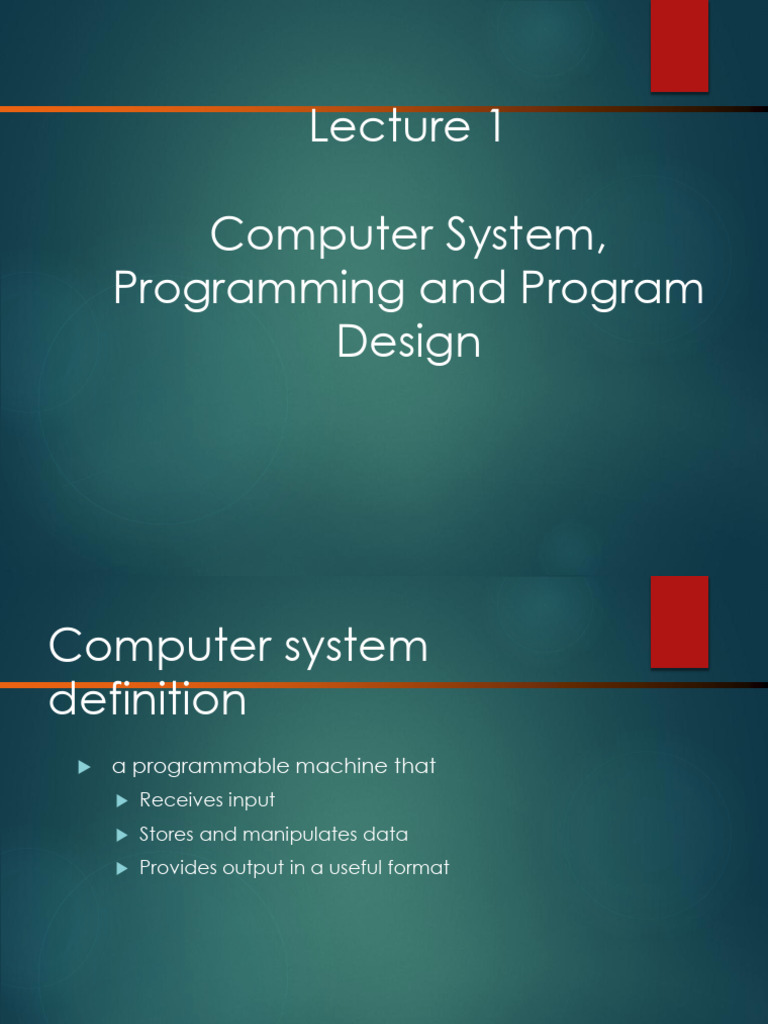 LEC 1 OVERVIEW OF COMPUTER SYSTEMS | PDF | Computer Program | Programming