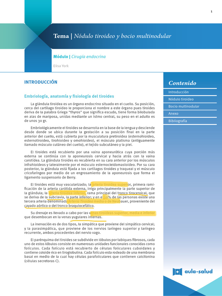 T1 - Nódulo Tiroideo y Bocio Multinodular | PDF | Tiroides | Hormona estimulante de la tiroides