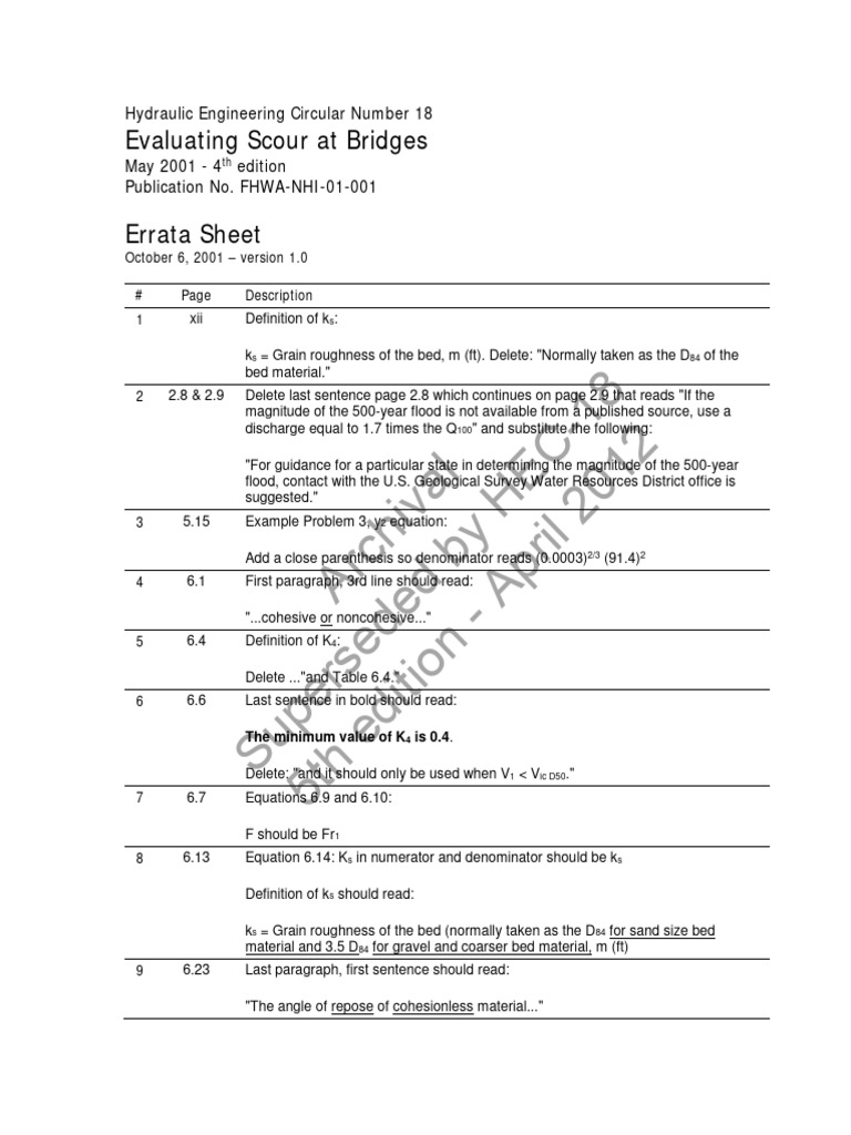 HEC-18: Evaluating Scour at Bridges | PDF