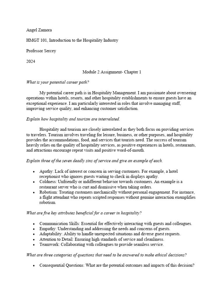 Module 2 Assignment - Chapter 1 - Zamora | PDF | Tourism | Social Psychology