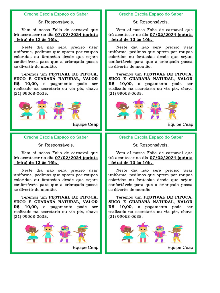 Bilhete Carnaval 2024 | PDF