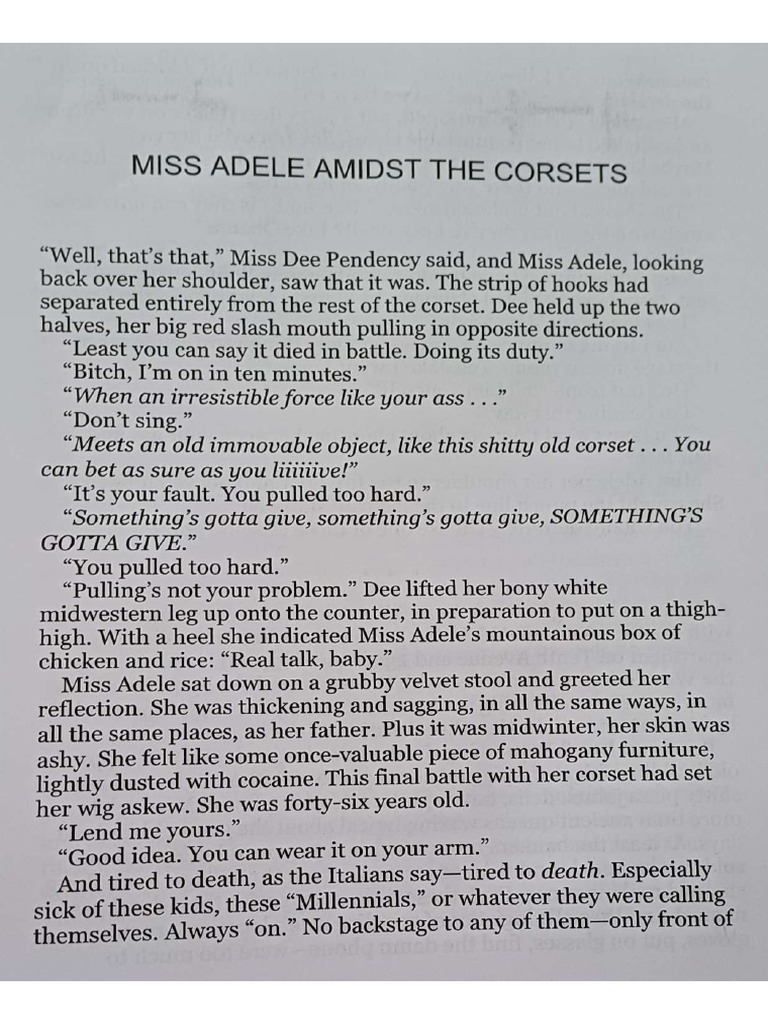 Parts of Story of Miss Adele Amidst The Corsets | PDF