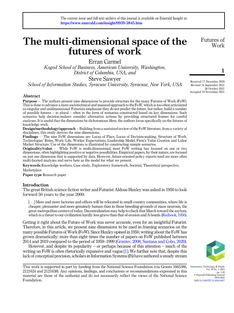 Multidimensional Space of The Future of Work | PDF | Leadership