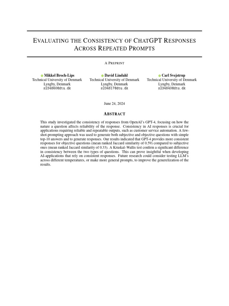 Evaluating The Consistency of Chatgpt Responses Across Repeated Prompts ...