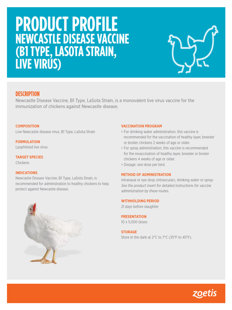 Newcastle Disease Vaccine B1 Type LaSota Strain Product Profile | PDF ...