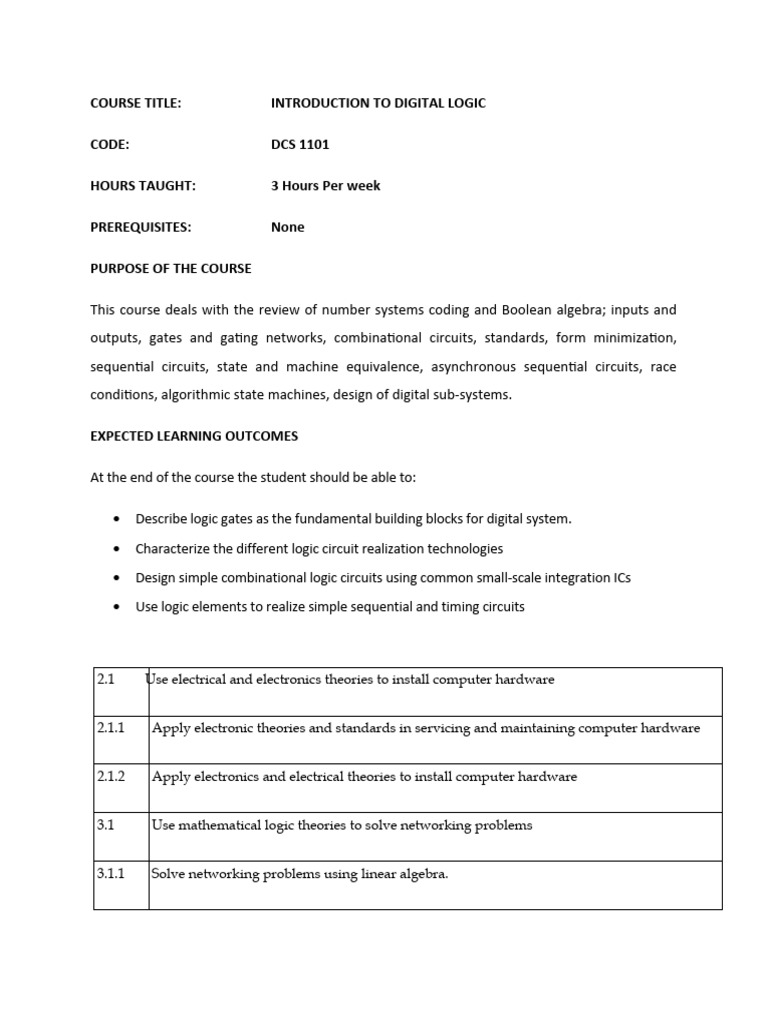 Course Title | PDF | Logic Gate | Digital Electronics