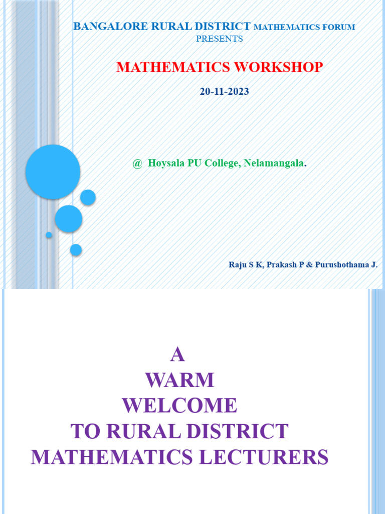 Bangalore Rural Math Workshop 2023 | PDF