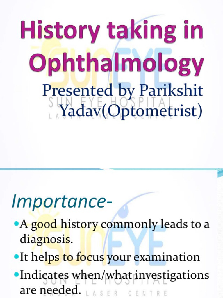 History Taking in Ophthalmology | PDF