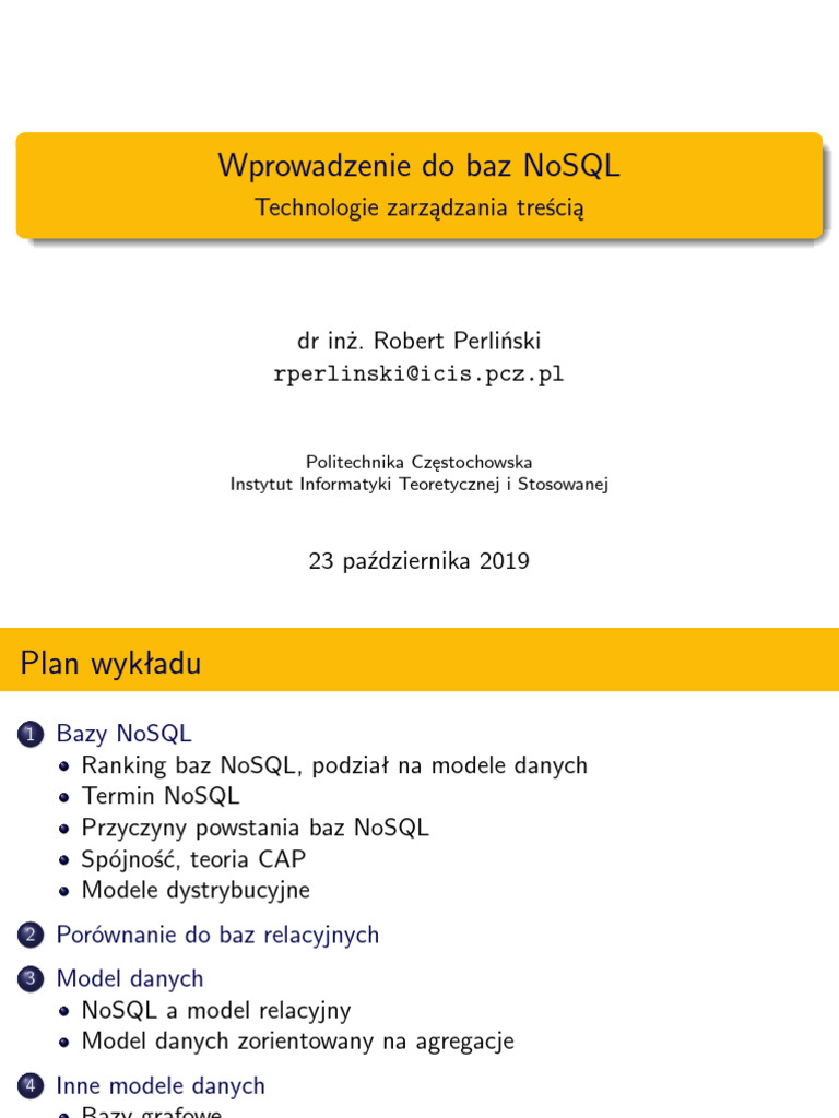 w02 NoSQL-RPerliński | PDF