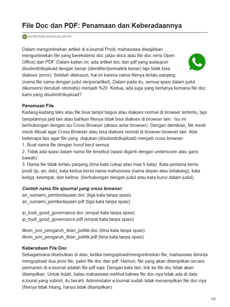 Panduan Penamaan File eJournal FISIP | PDF | Karier & Perkembangan | Seni