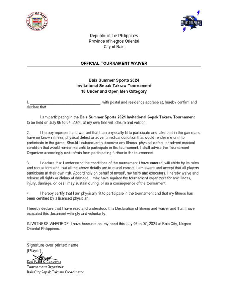 Waiver Form 2024 | PDF