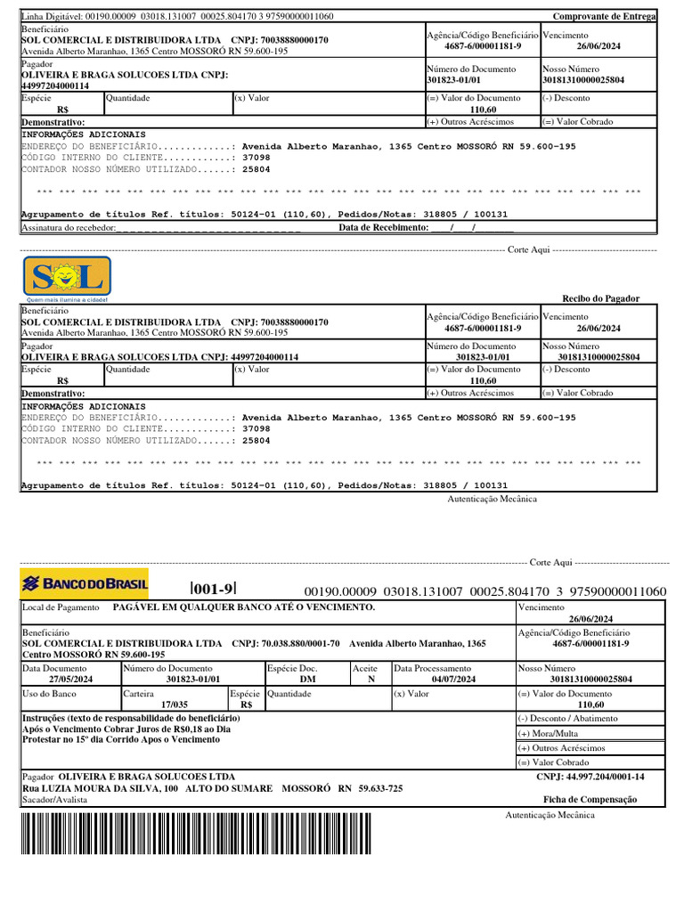 Modelo de Boleto | PDF | Desconto | Dívida