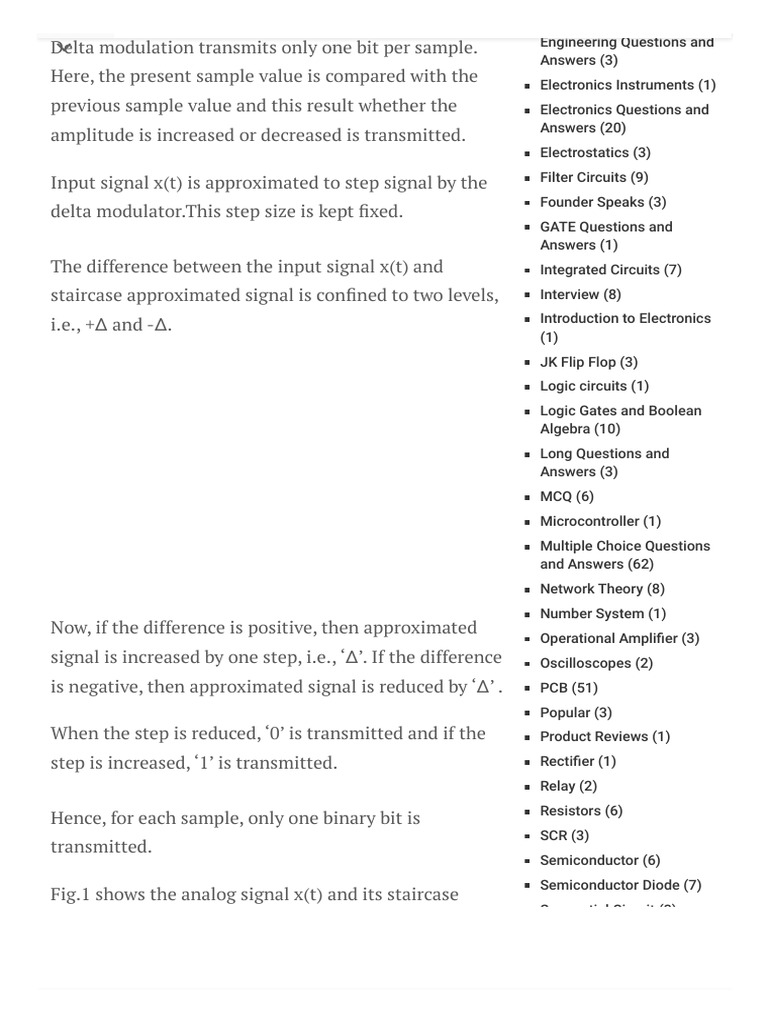 Explain Delta Modulation in Detail With Suitable Diagram. | PDF ...