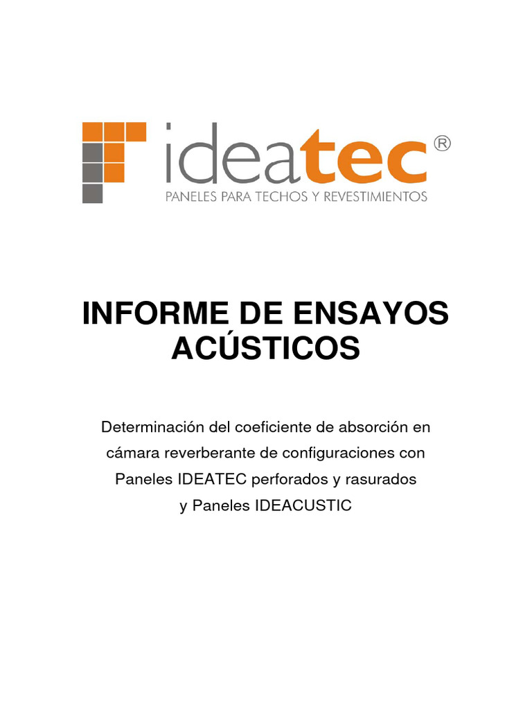 Ensayos Acústicos Paneles IDEATEC y Paneles IDEACUSTIC | PDF | Metrología | Sonido