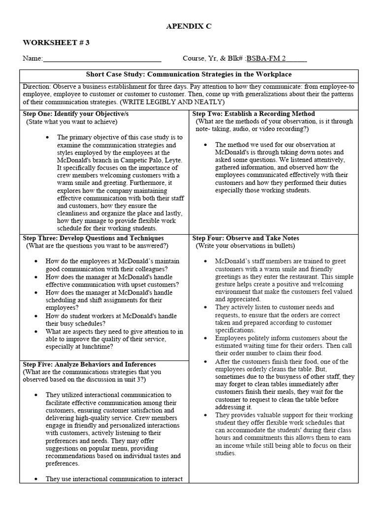 APENDIX C | PDF | Communication | Employment