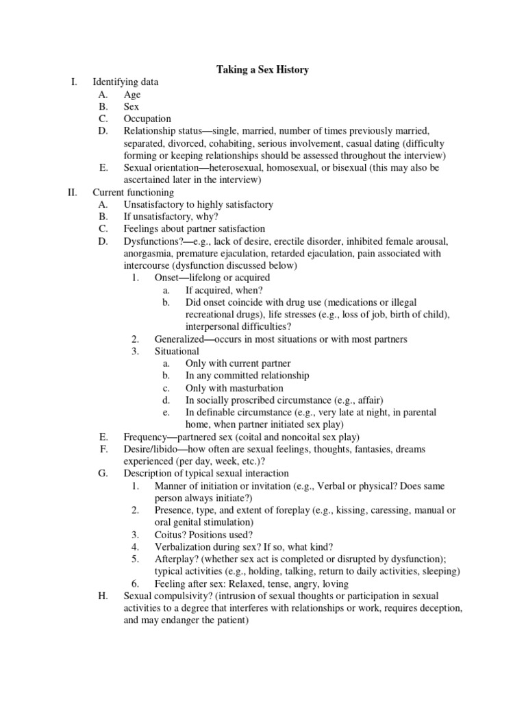 Taking Sex History Pdf Human Sexual Activity Sexual Intercourse