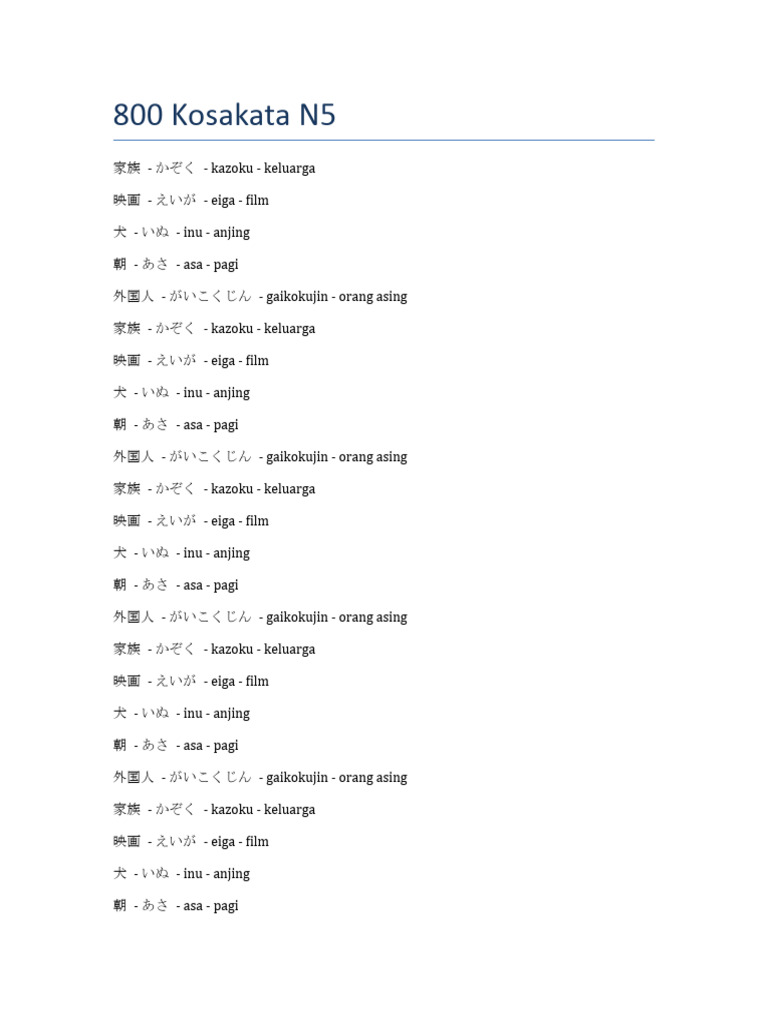 800 Kosakata n5 | PDF