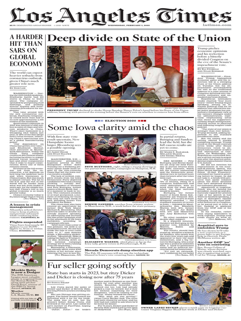 Los Angeles Times 02 05 2020 PDF | PDF | Israeli Settlement | Donald Trump